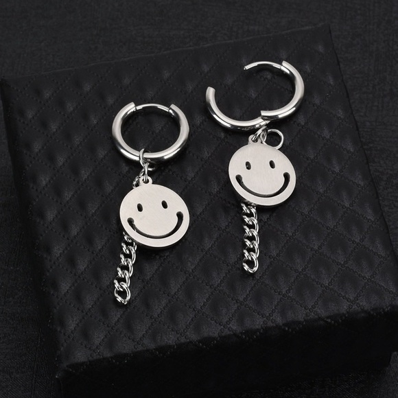 Accessories | Titanium Steel Smiley Face Dangle Drop Earrings For Men ...